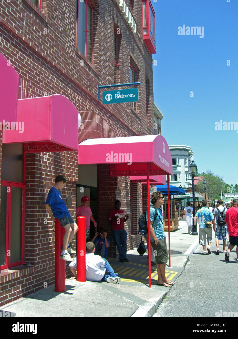 Universal restroom line Stock Photo - Alamy