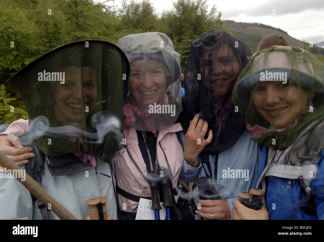 Walkers in the Scottish Highlands wearing Midge Nets to protect them ...