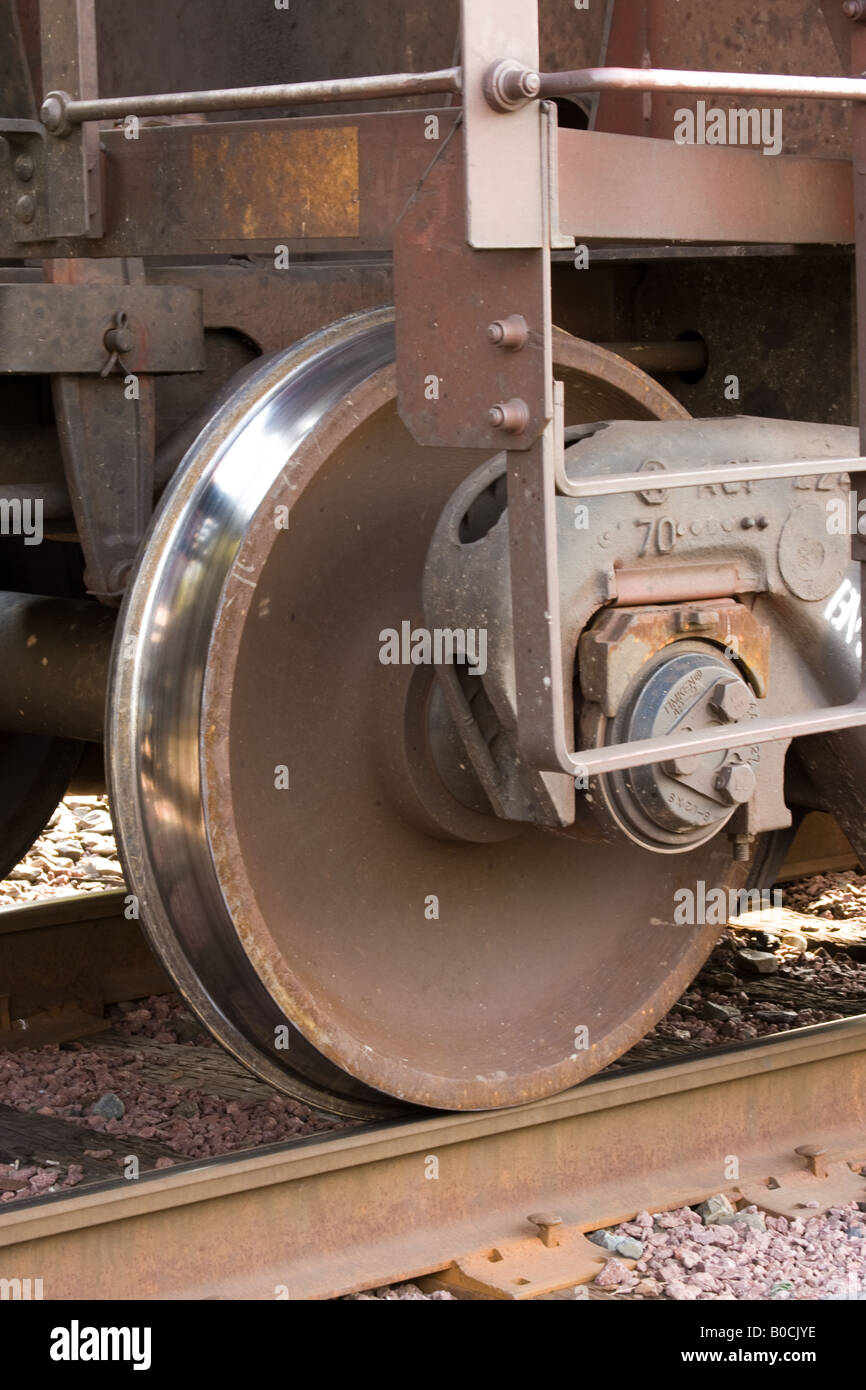 Train wheel on railroad track Stock Photo - Alamy