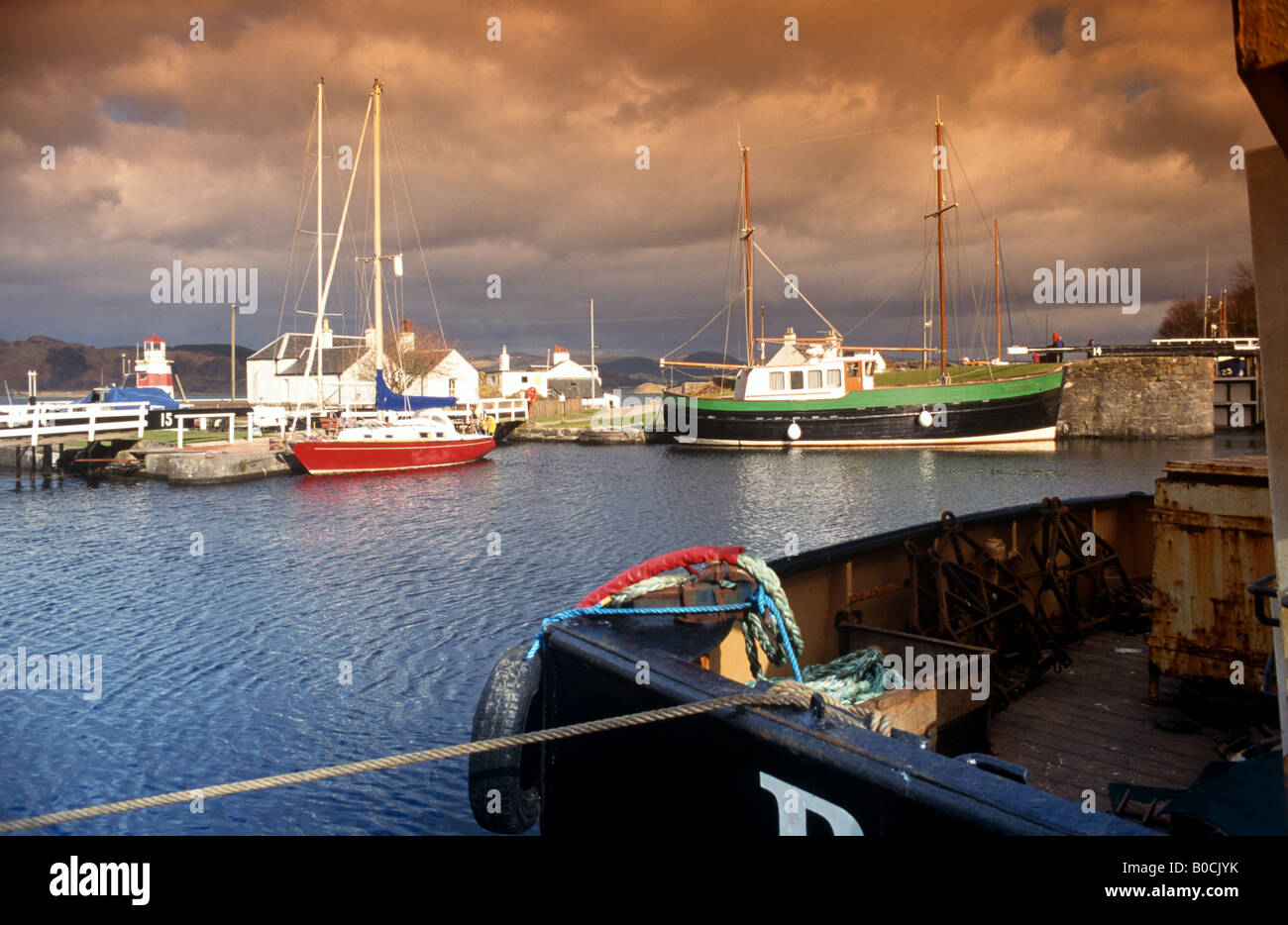The Crinan Basin of the Crinan Canal, Argyll and Bute, Scotland, UK ...