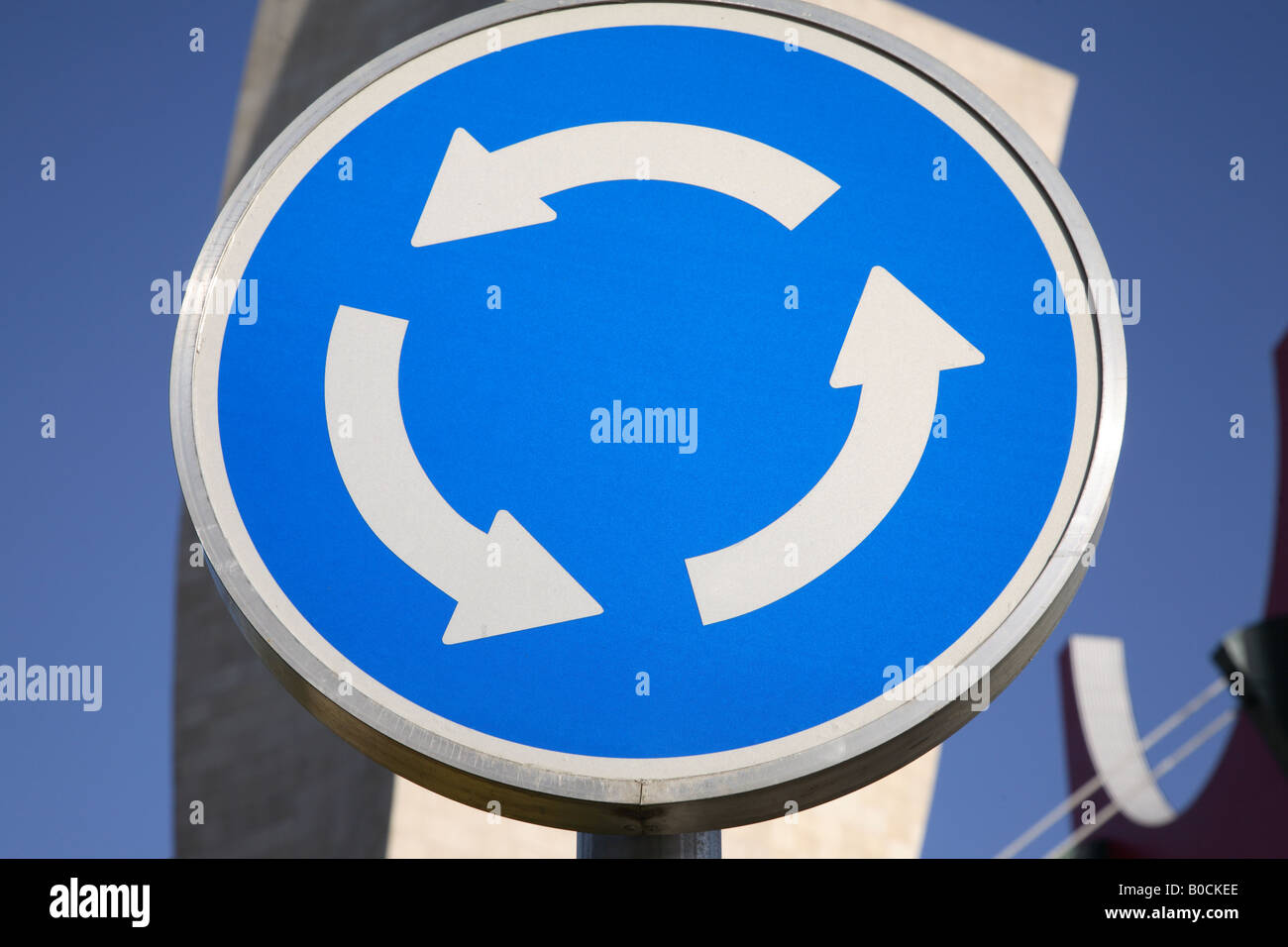 Round-a-bout Warning Sign, Bilbao, Spain Stock Photo - Alamy