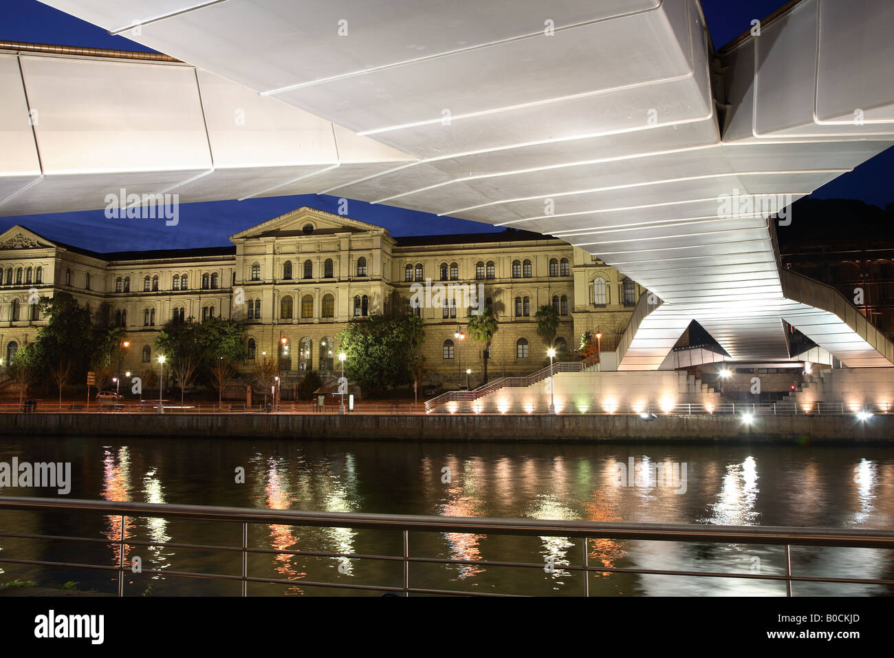 Deusto University with Puente Pedro Arrupe Bridge, Bilbao, Pais Vasco ...
