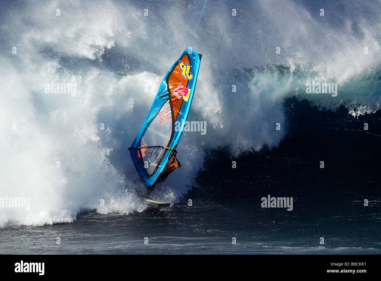 Big wave sailing at Ho'okipa Beach, Maui, Hawaii Stock Photo - Alamy
