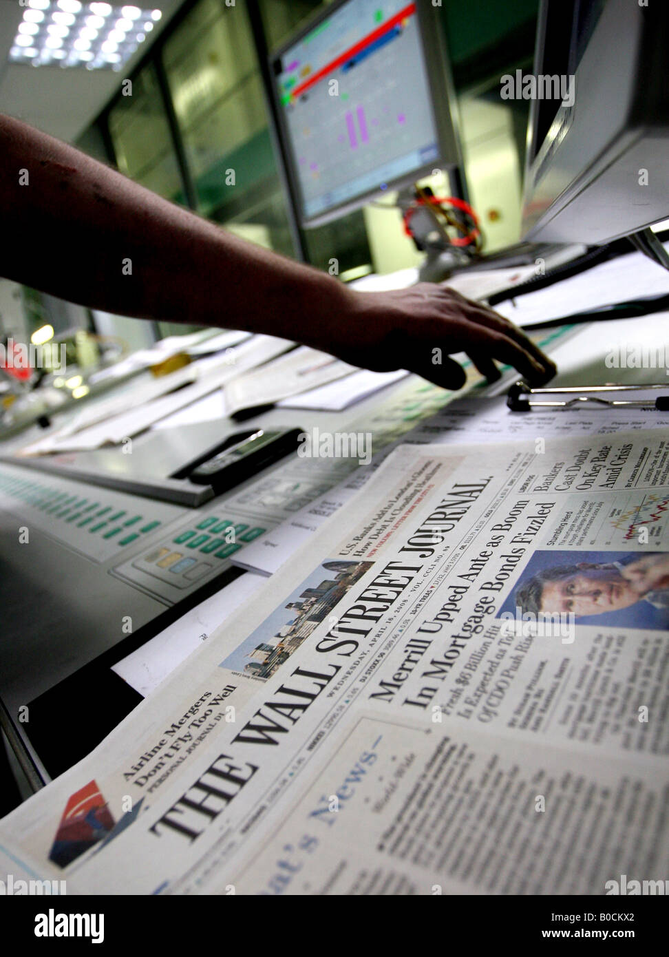 The control room of the printing presses as copies of the Wall Street ...