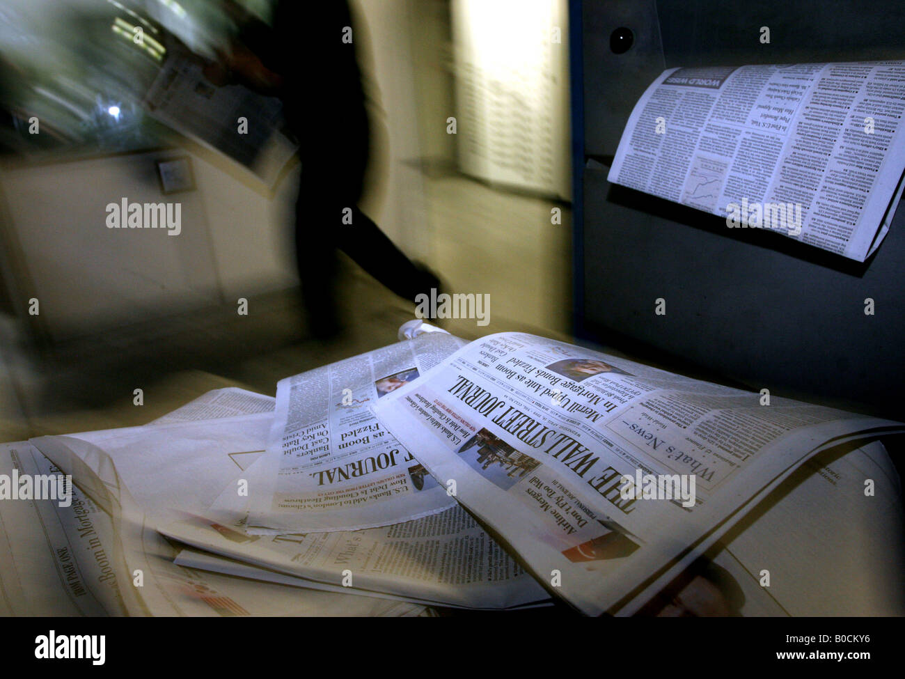Copies of the Wall Street Journal newspaper are printed at Newsfax in ...