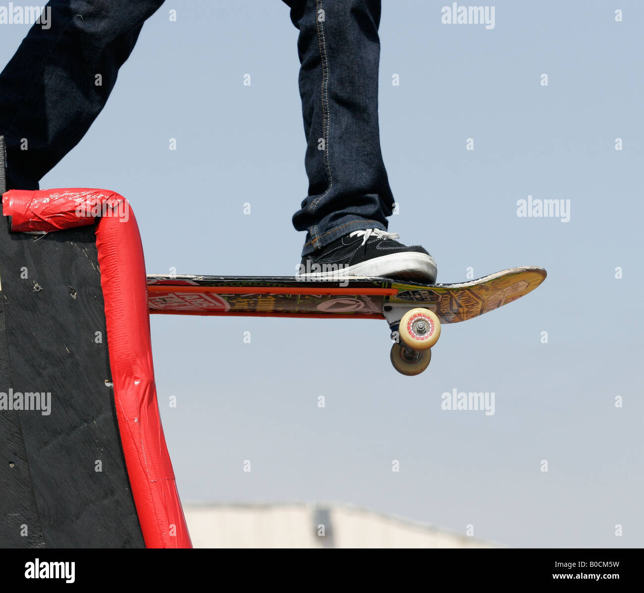 Skateboarder preparing for a ramp drop-in Stock Photo - Alamy
