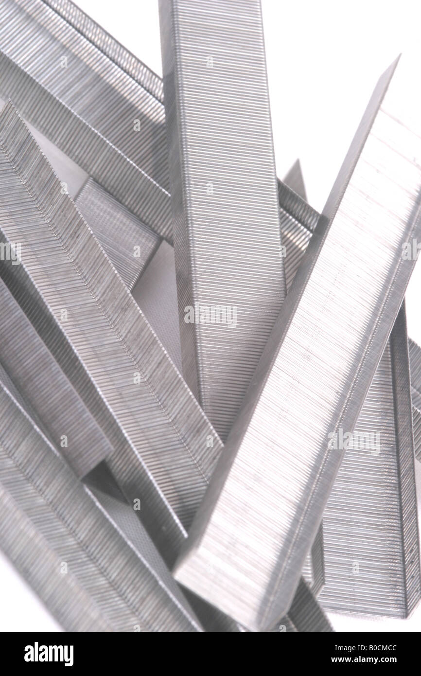 Staples from an office isolated on a white background Stock Photo - Alamy