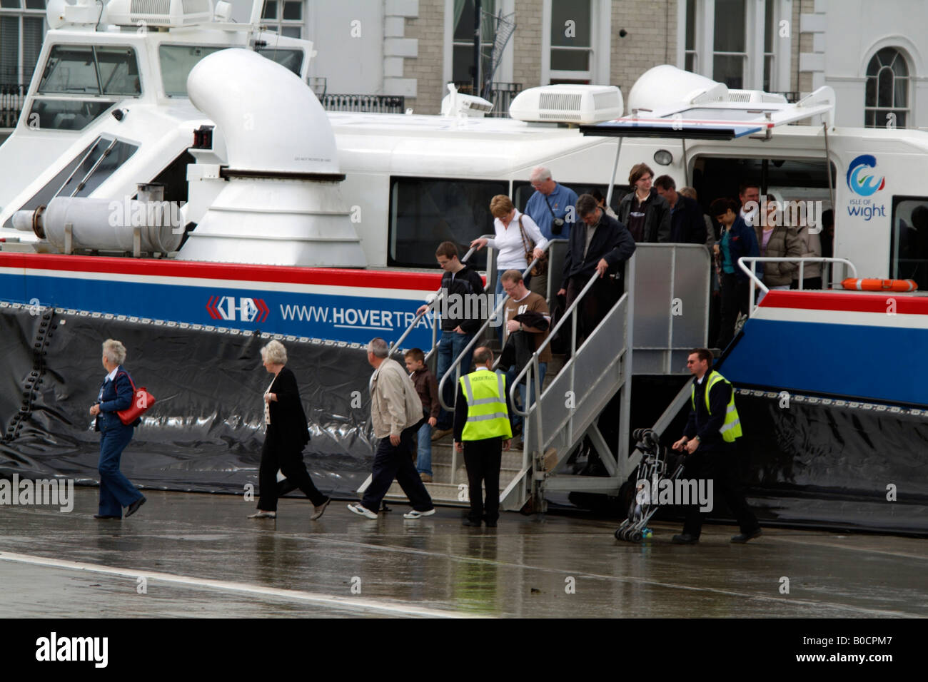 Passengers disembark Hovercraft Solent Express GH 2142 of the ...