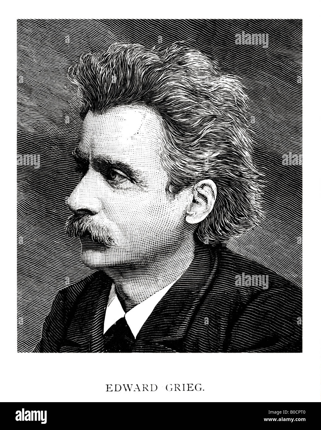 Victorian Steel Engraved 1892 Print of Edward Grieg Musical Composer ...