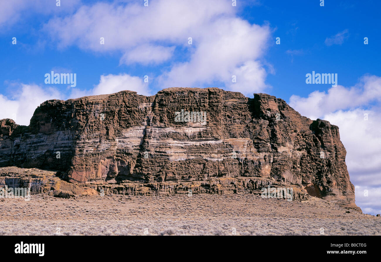 A view of Fort Rock a large volcanic crater and uplift in the Oregon ...