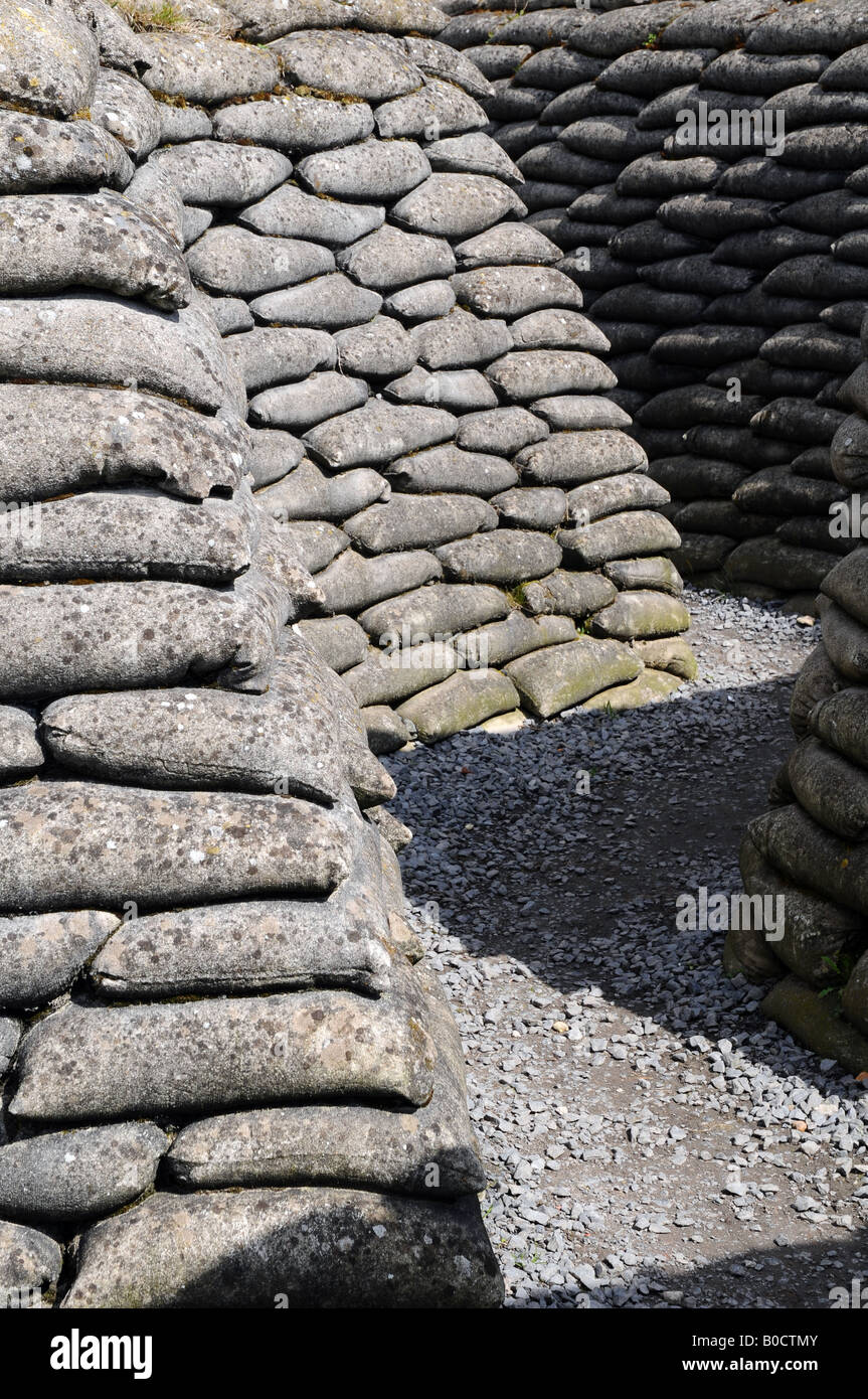 Sandbag walled trench in Belgium Stock Photo - Alamy