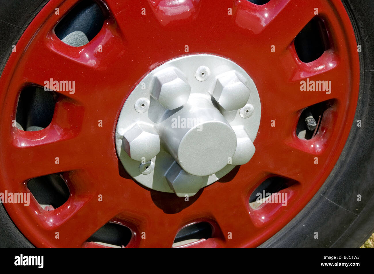 Bright red vintage wheel hub Stock Photo - Alamy