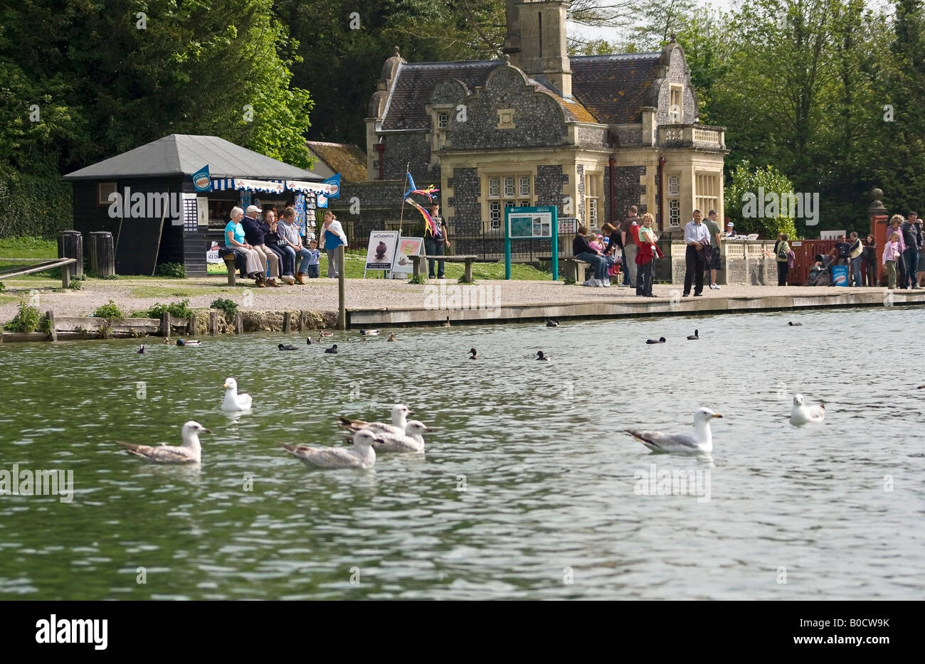 People enjoying themelves at Swanbourne Lake, Arundel, West Sussex ...