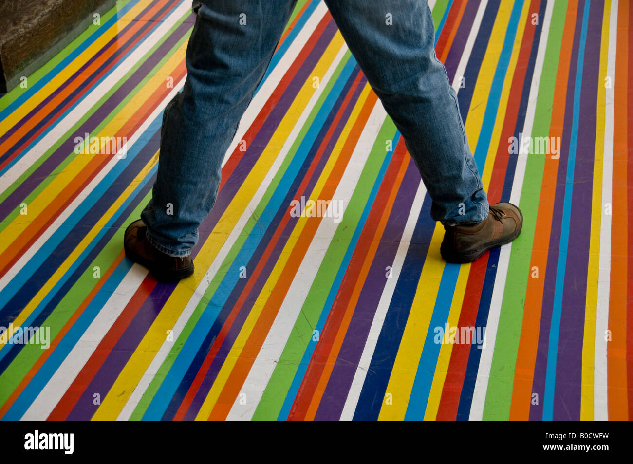 Multi colored stripes on the ground floor at Museum of Modern Art in ...