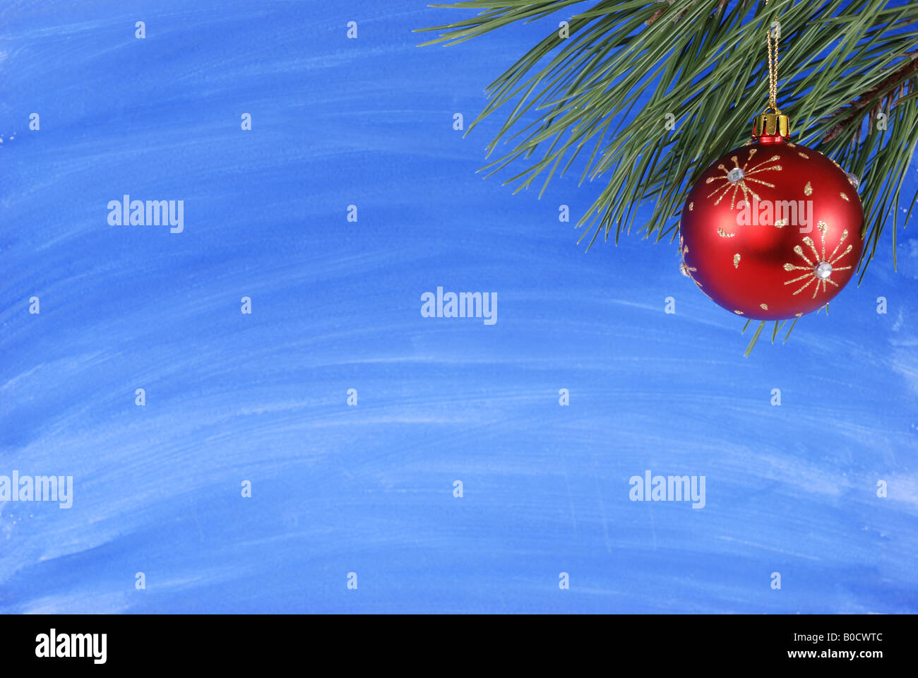 christmas background with pine tree and ball Stock Photo - Alamy
