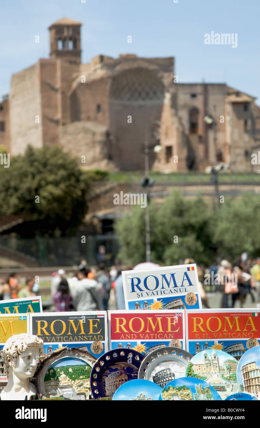 Souvenir stand with maps in different languages of Rome Italy Stock ...