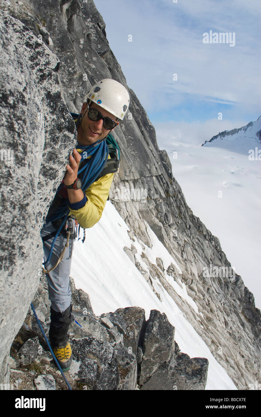 Rock climber on the Middle Troll, Little Switzerland, Pika Glacier ...