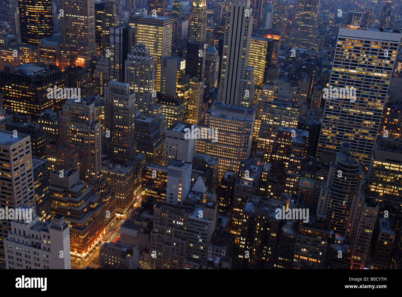 Aerial view over Manhattan at night, New York City Stock Photo - Alamy