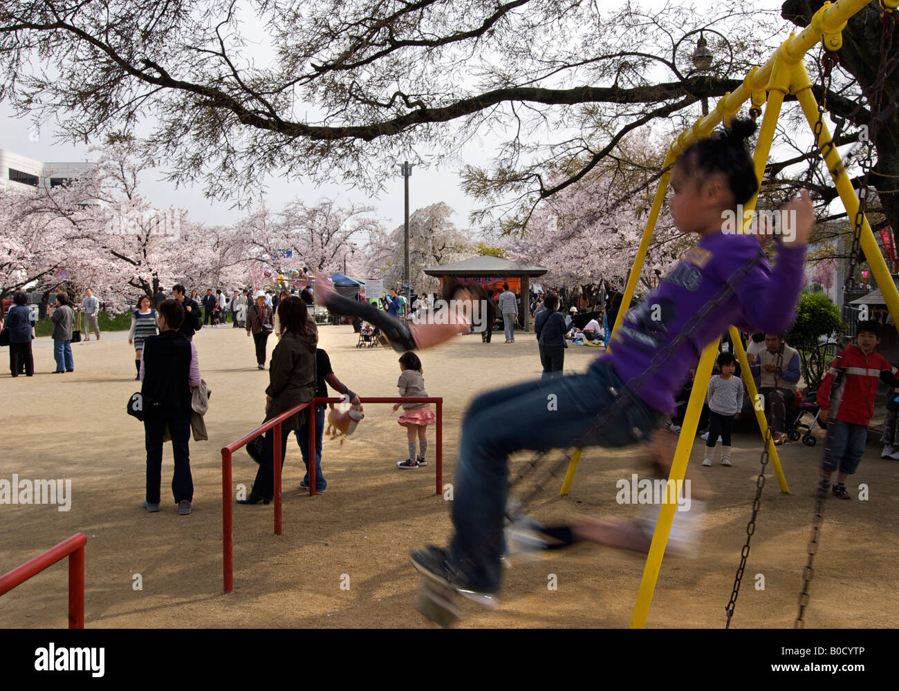 Childrens' playground, Nara prefecture, Japan. Spring vacation Stock ...