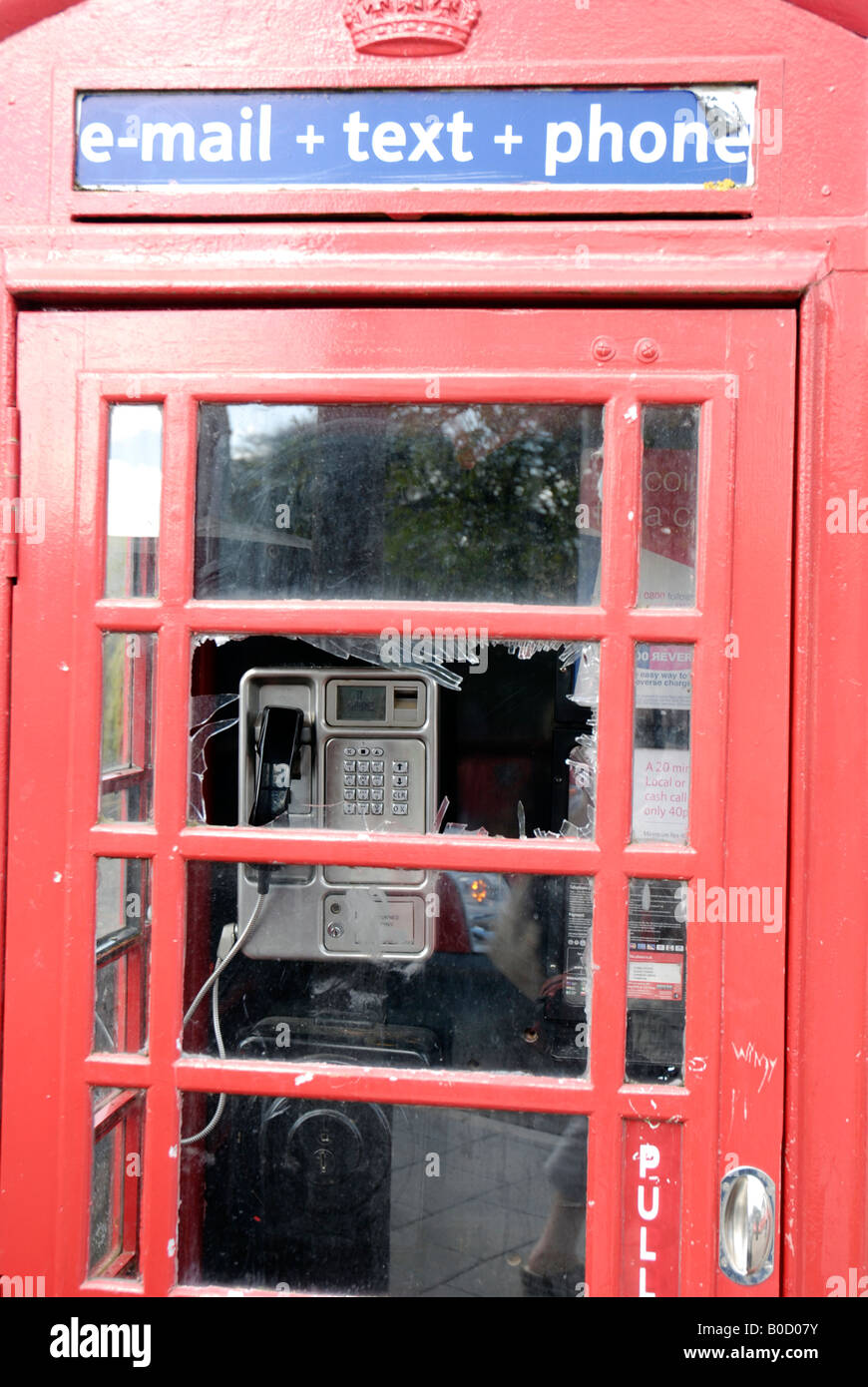 A vandalised British Telecom phonebox Stock Photo - Alamy