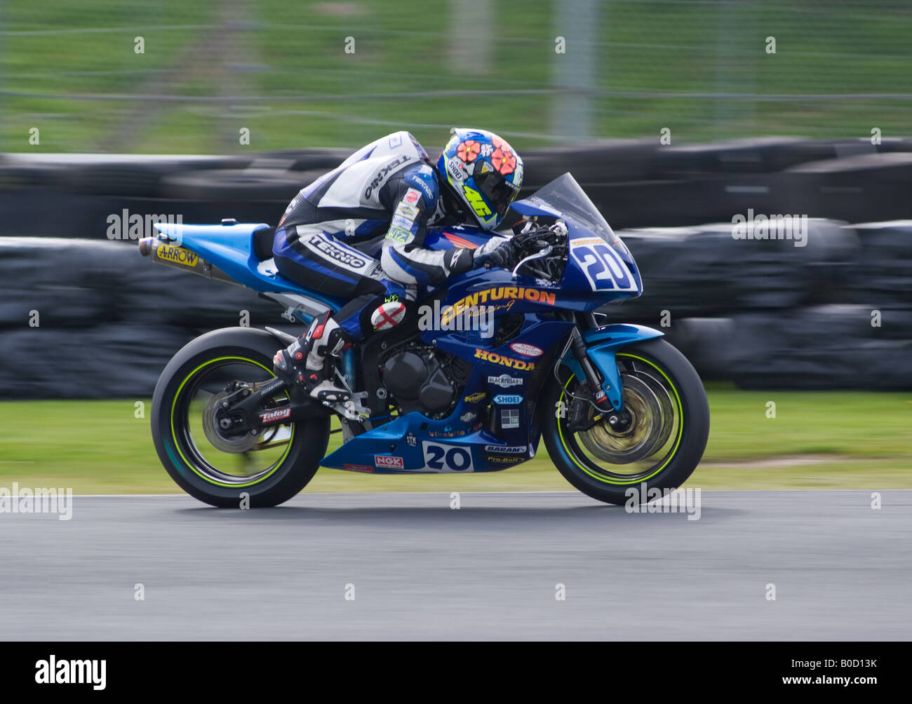 Daniel Cooper Riding a Honda Motorbike in the Silkolene British ...