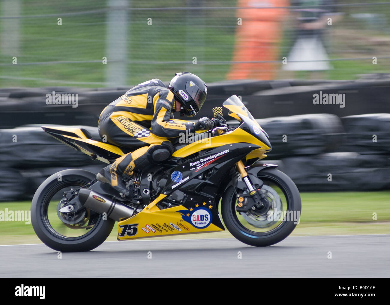Craig Fitzpatrick Riding a Yamaha Motorbike in the Silkolene British ...