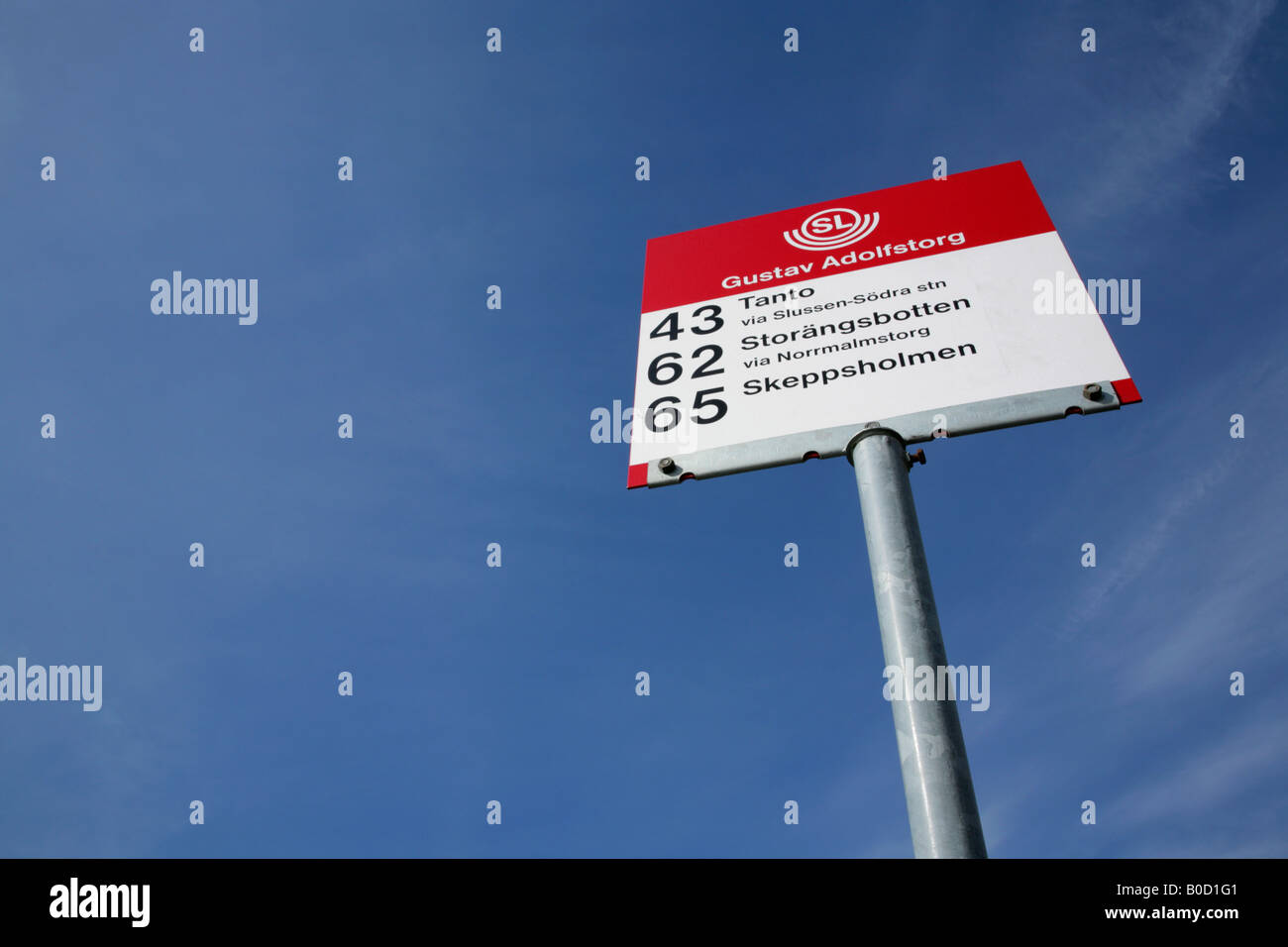 Bus stop sign on Gustaf Adolfstorg, Stockholm, Sweden Stock Photo - Alamy