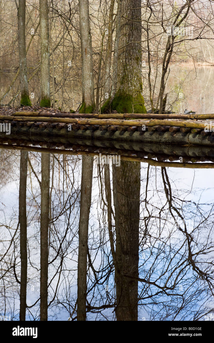 Footbridge across stream Stock Photo - Alamy