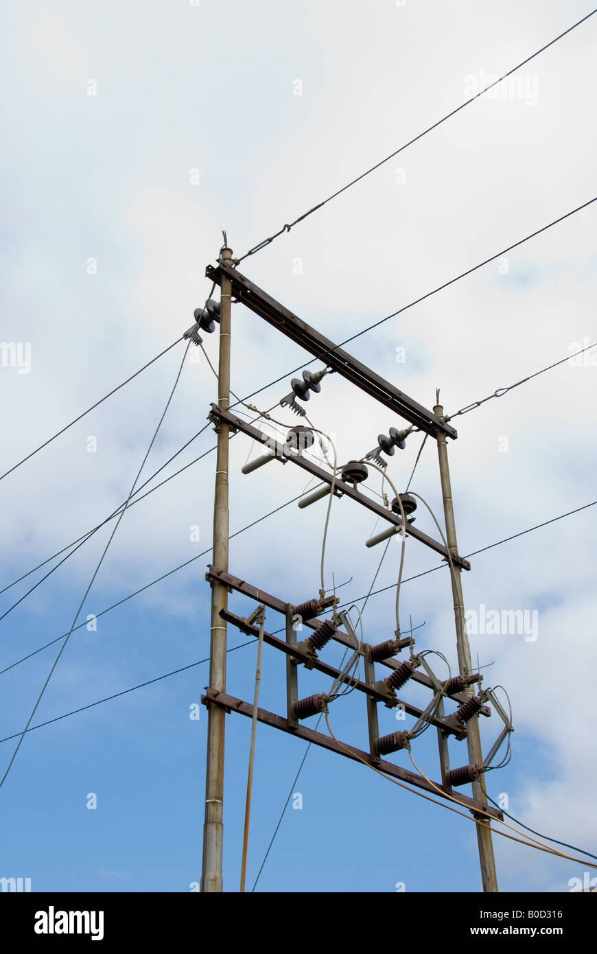 Electricity lines and poles in a rural area of South Africa Stock Photo ...