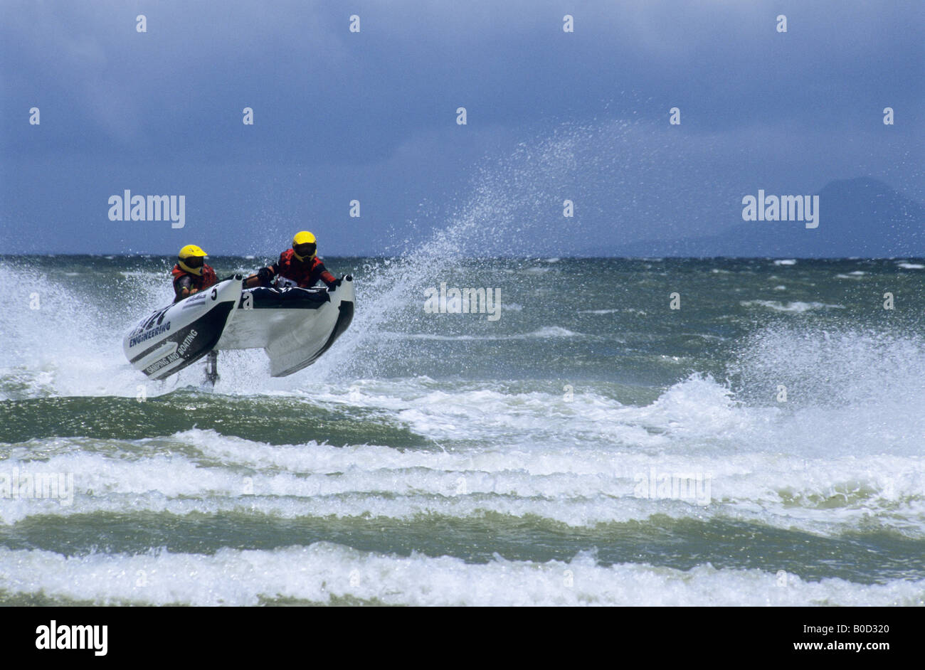 Inflatable racing boat jumping waves, 2007 Cape Agulhas race, event ...