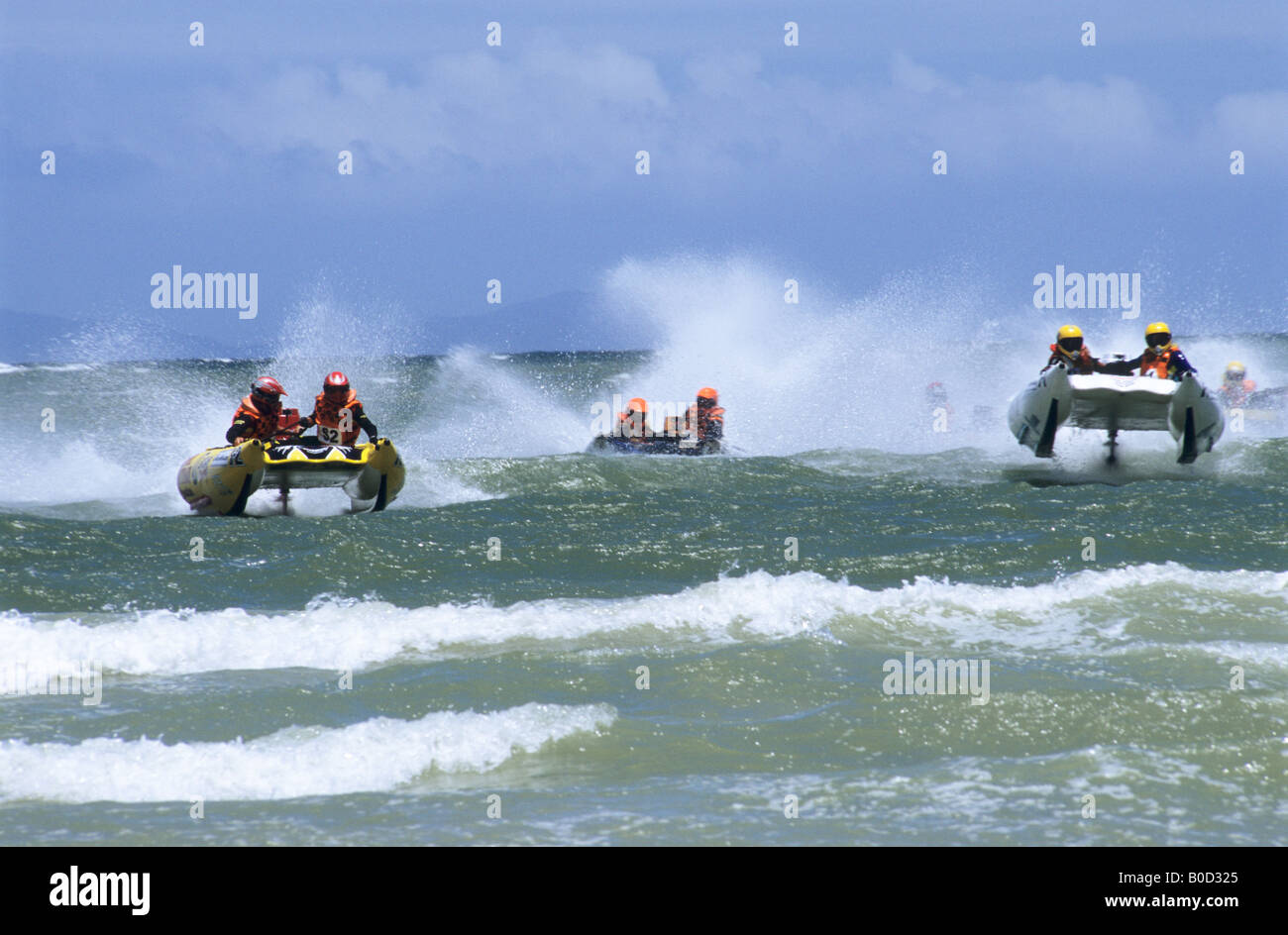 Inflatable boats racing in 2007 Cape Agulhas race, Cape Town South ...