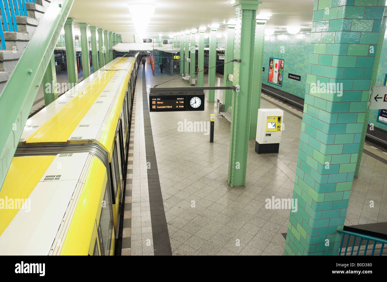 Subway station platform U Bahn Alexanderplatz Berlin Germany April 2008 ...