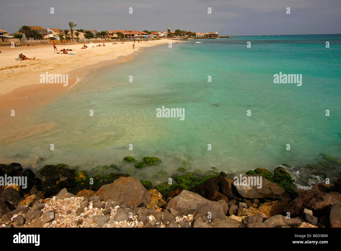 the beach and clear water at Santa Maria Sal Island Cape Verde Stock ...