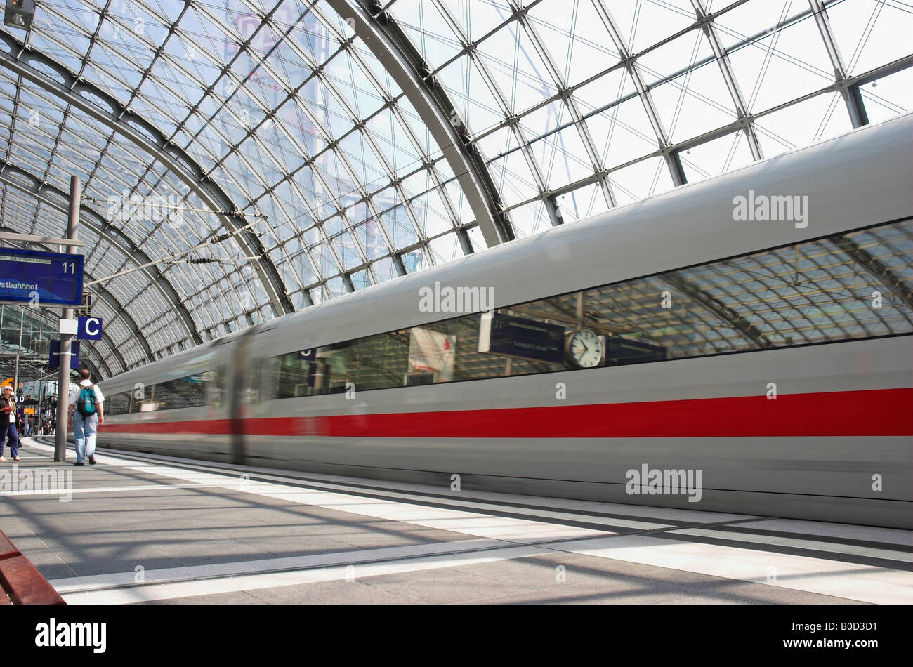 Intercity ICE high speed train pulling into Berlin central station ...