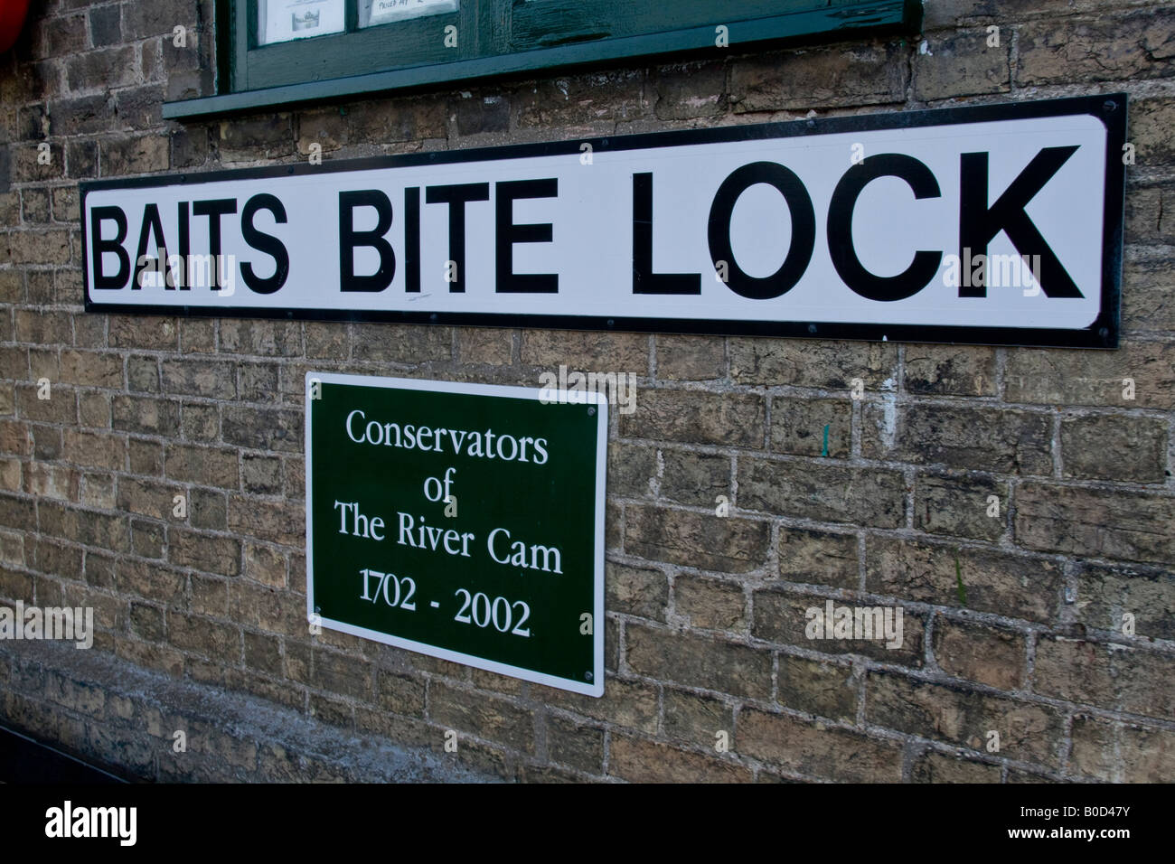 Baits Bite Lock sign at Baits Bite Lock on the River Cam near Cambridge ...