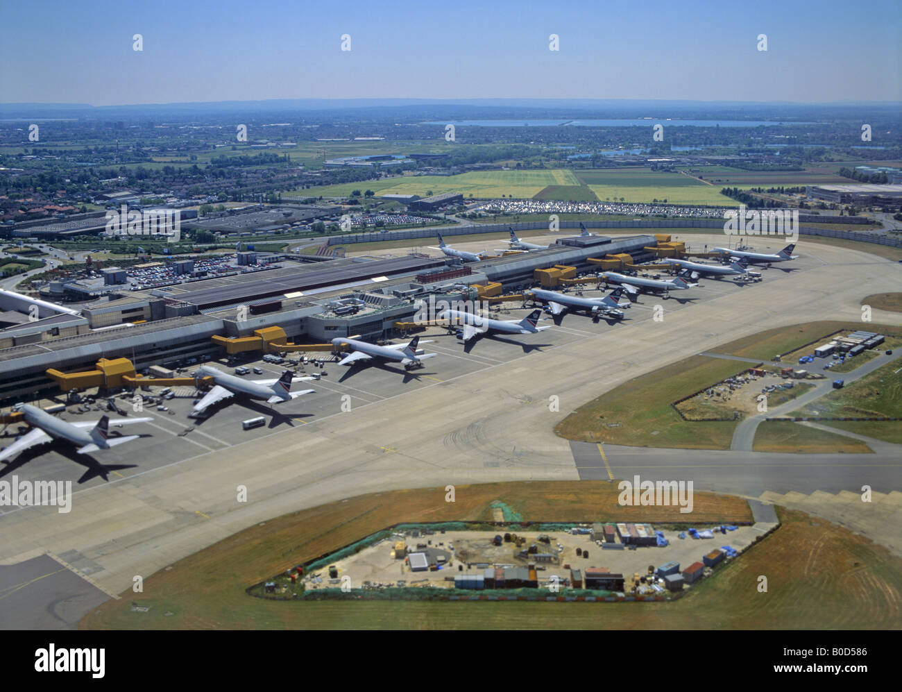 Aerial view of early 1990's Heathrow Airport London UK Stock Photo - Alamy