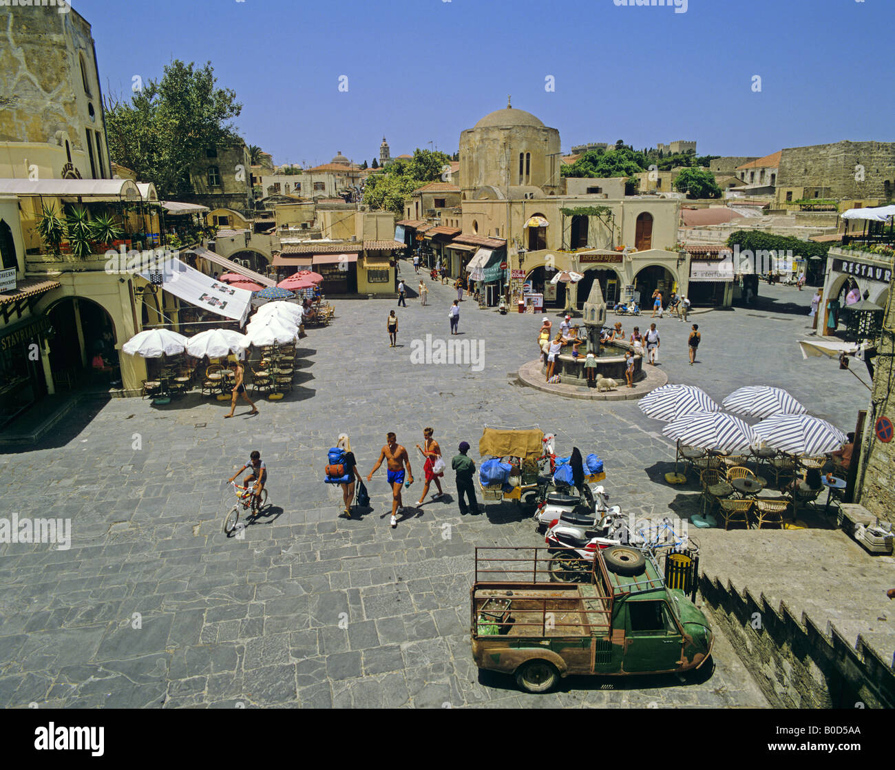 Town square Old town Rhodes Greece Stock Photo - Alamy