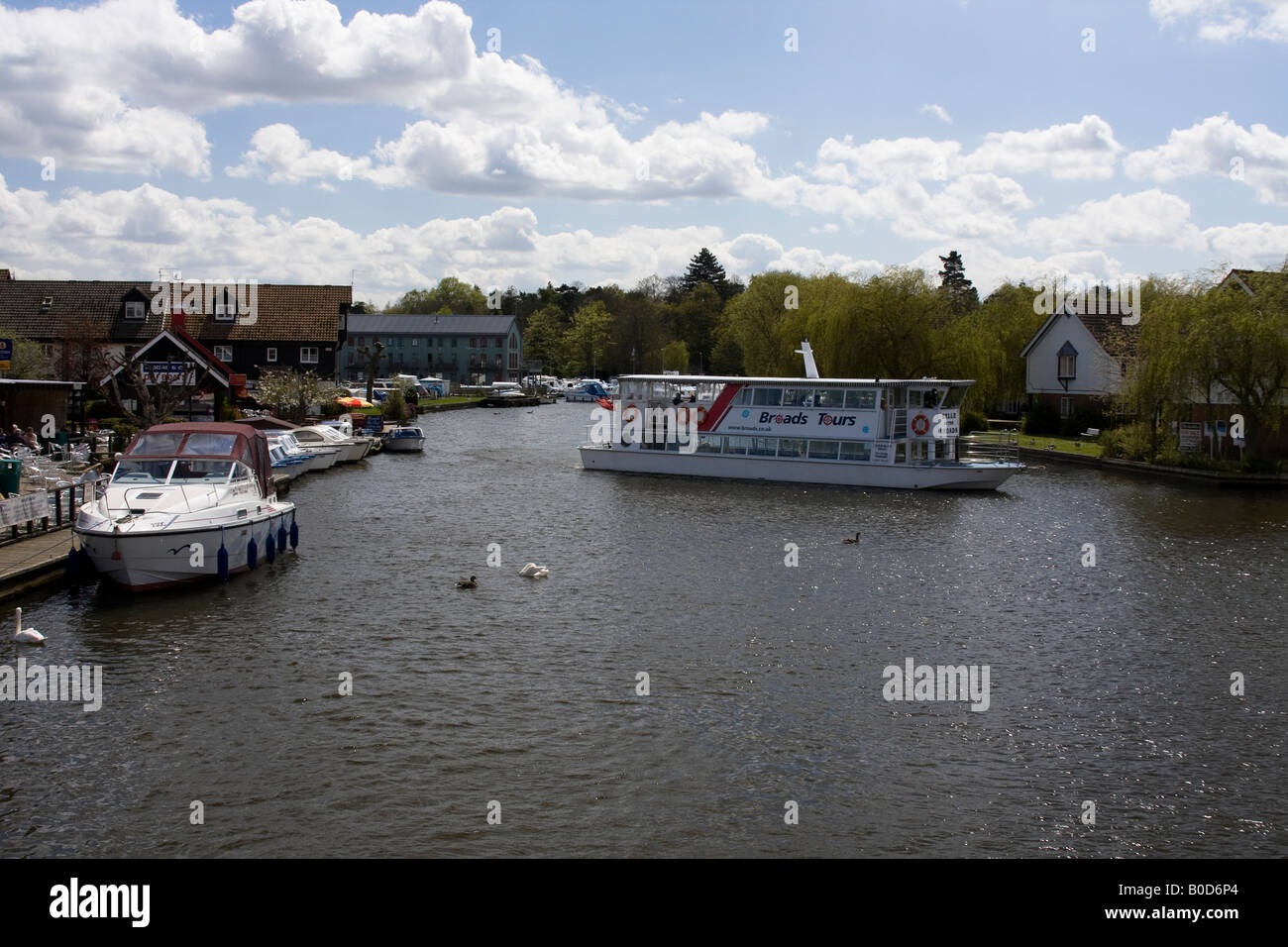Broads Tours River Boat - Wroxham Norfolk Broads Stock Photo - Alamy