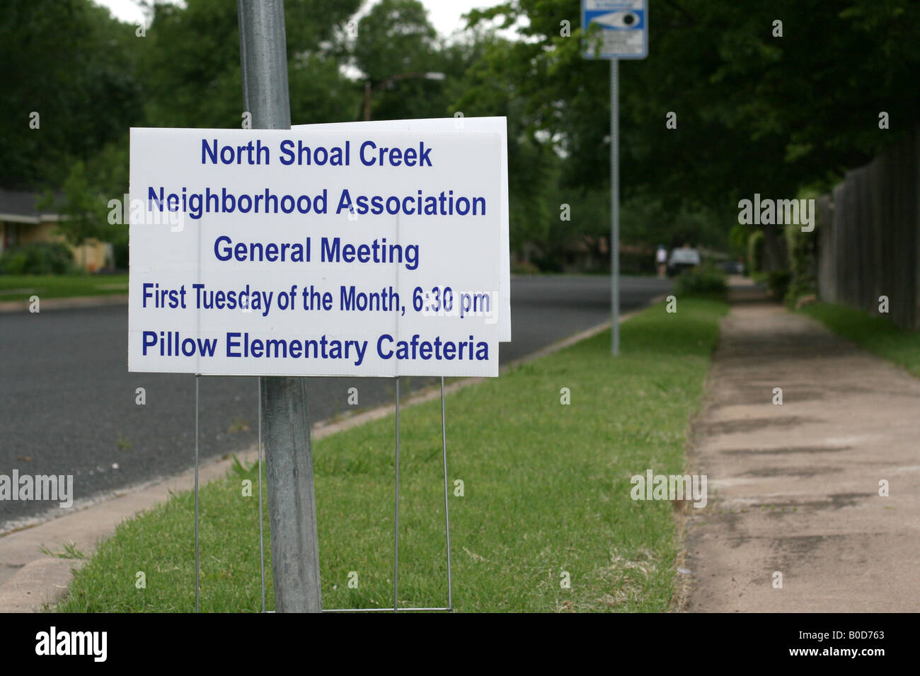 Sign announcing neighborhood association meeting Stock Photo - Alamy