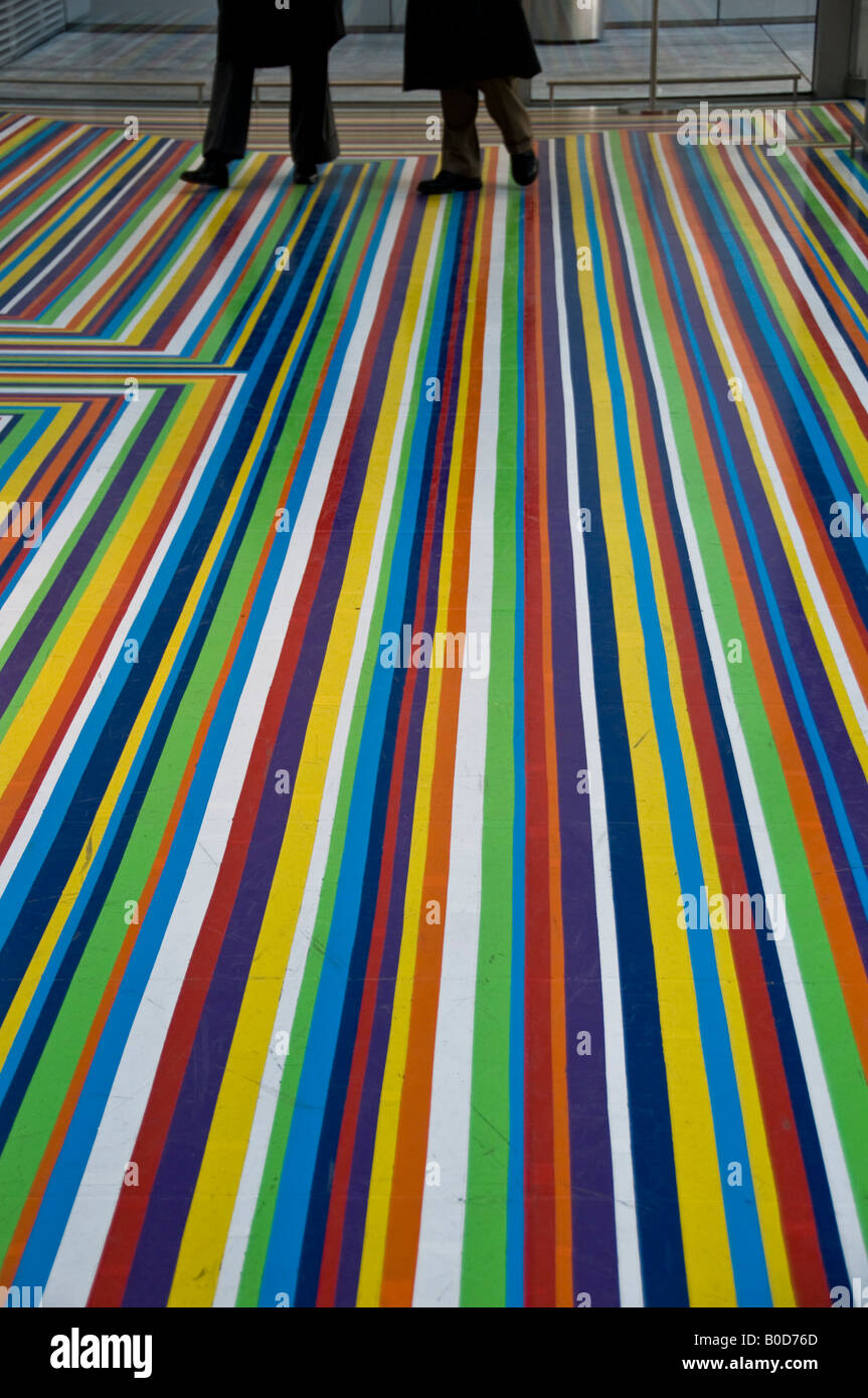 Multi colored stripes on the ground floor at Museum of Modern Art in ...