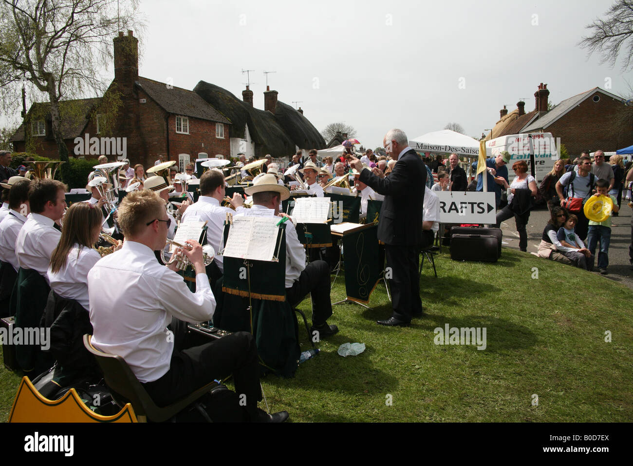 Brass band playing at The Downton Cuckoo Fair Stock Photo - Alamy
