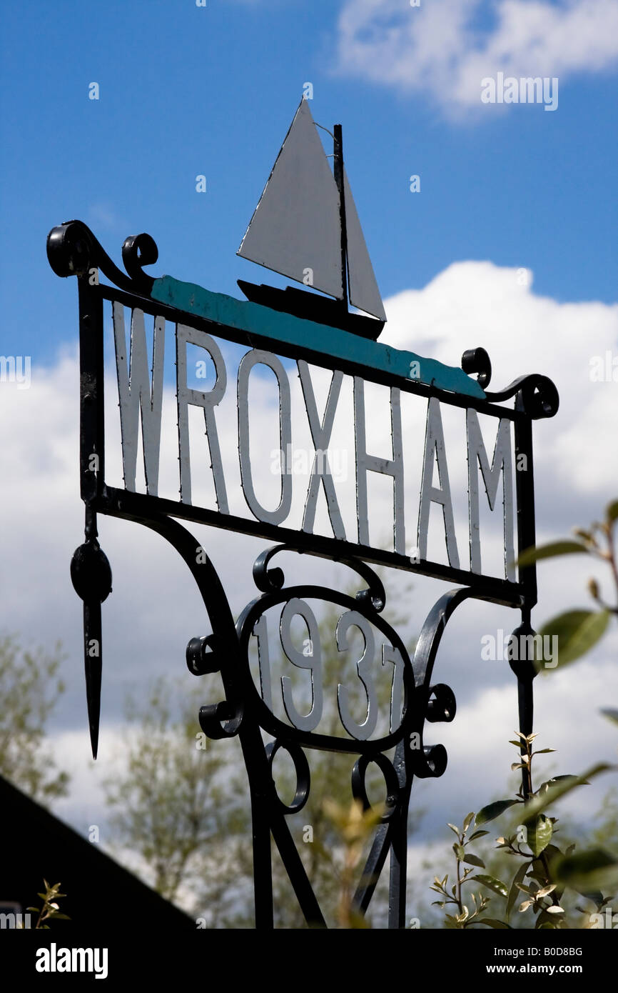 Wroxham Sign - Norfolk Broads Stock Photo - Alamy
