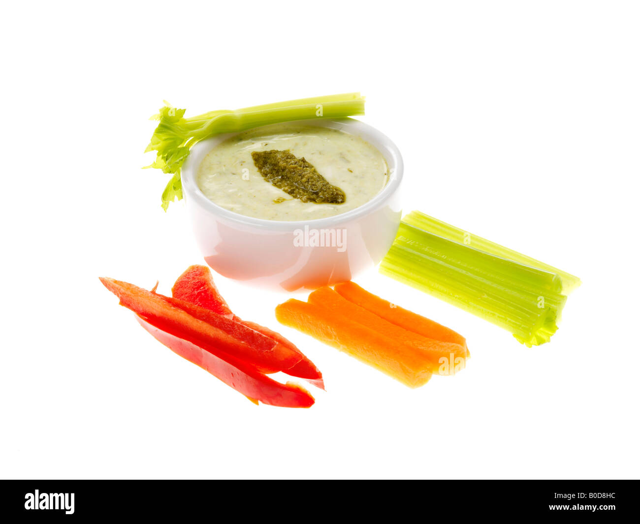 Natural Yoghurt and Green Pesto with Vegetable Crudites Stock Photo - Alamy