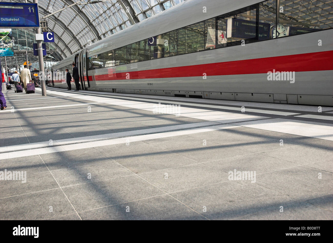 ICE High Speed Train at railroad station platform Central Station ...