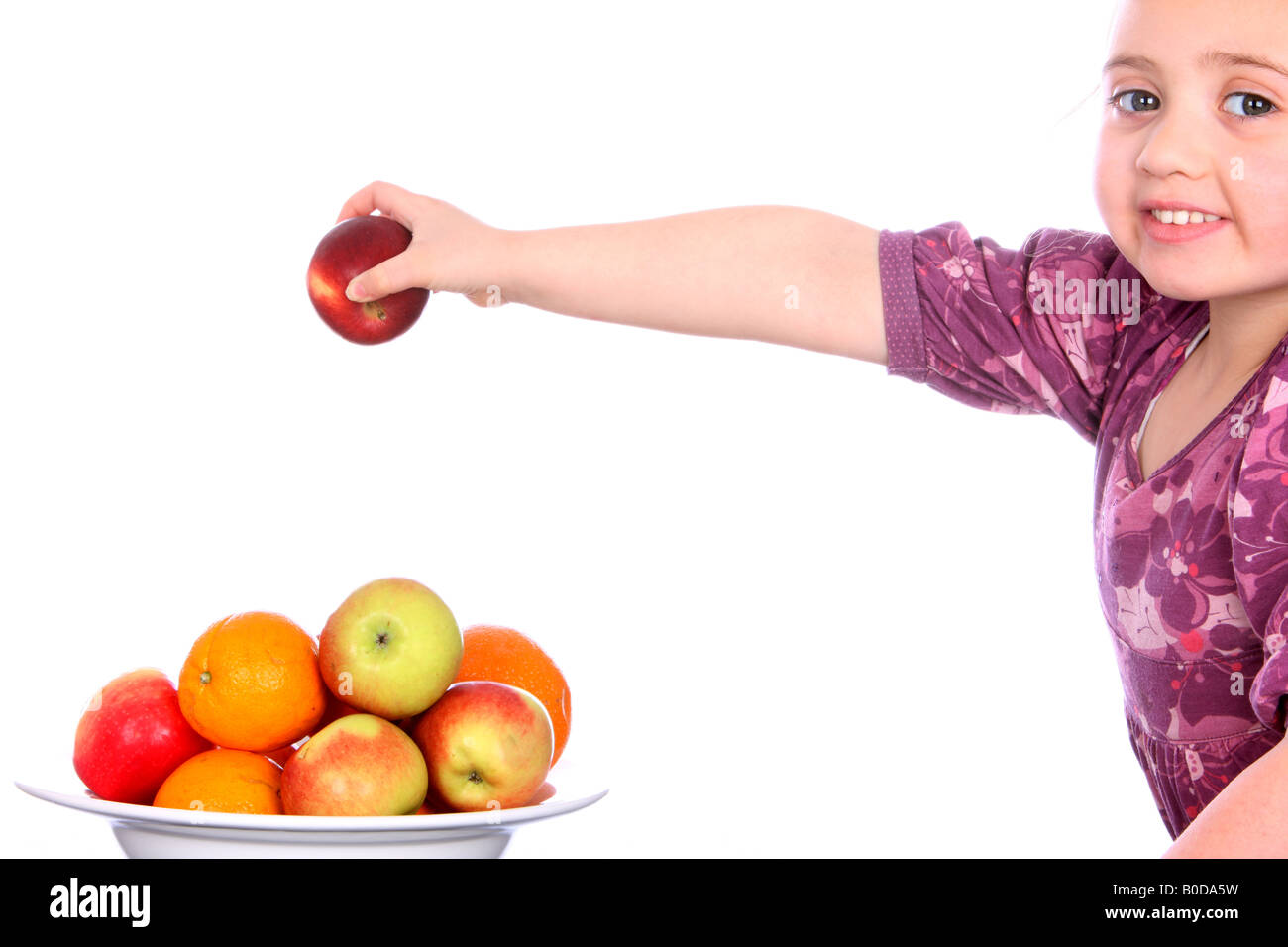 Child Holding Apple Models Released Stock Photo - Alamy