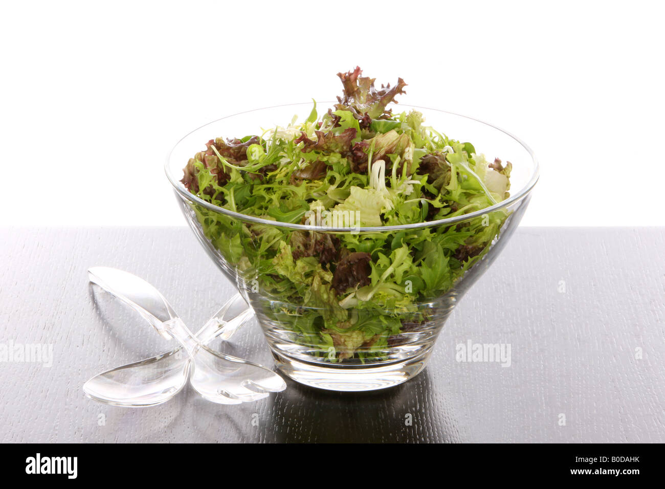 Glass Bowl Full Of Fresh Healthy Mixed Washed Salad Leaves For A Family ...