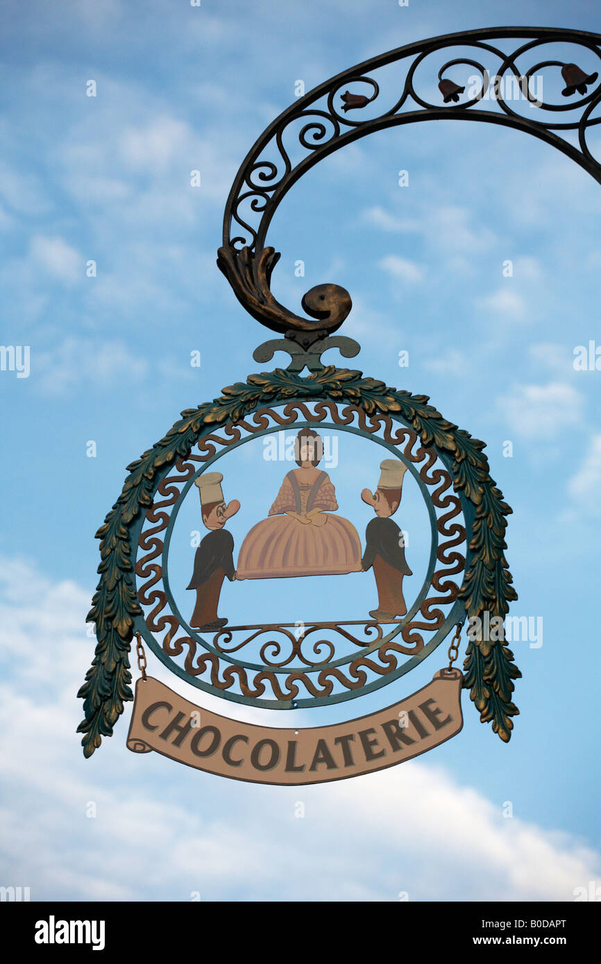 Chocolate shop sign at Kaysersberg Alsace France Stock Photo - Alamy