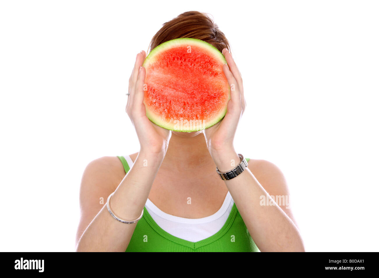 Teenage Girl Holding Watermelon Model Released Stock Photo - Alamy