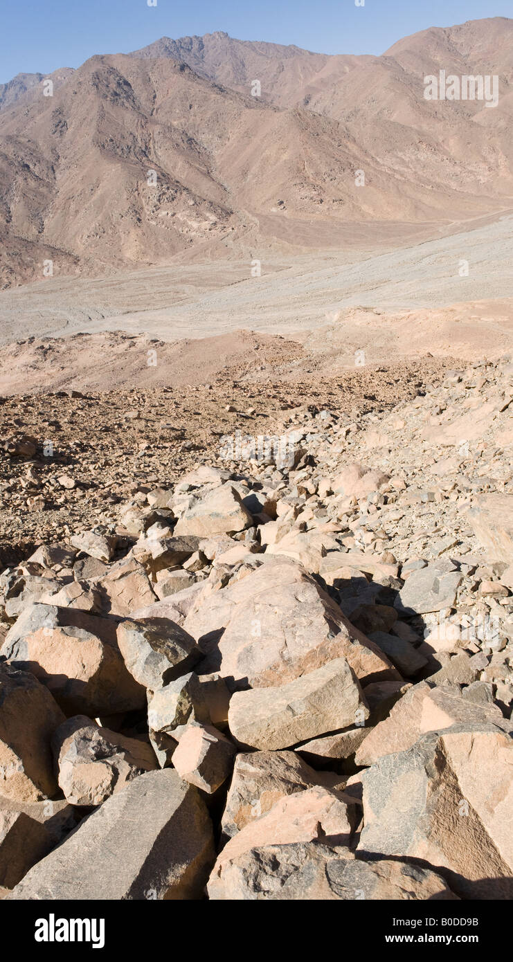Quarry workings at the Roman town at Mons Porphyrites, Red Sea Hills ...