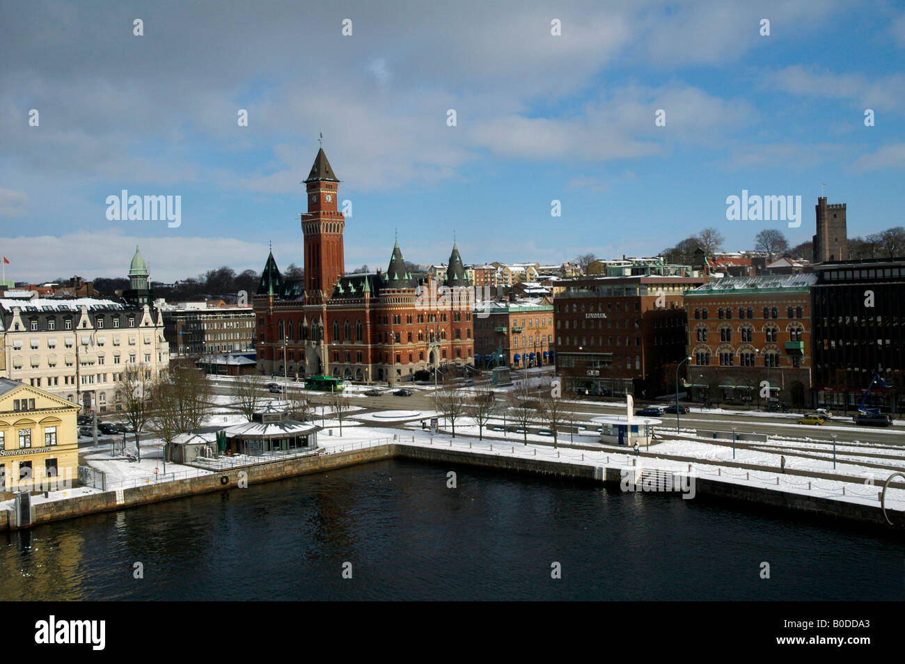 Town hall and city center in Helsingborg Sweden as seen from the top of ...